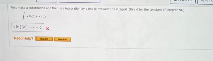 Solved First make a substitution and then use integration by | Chegg.com
