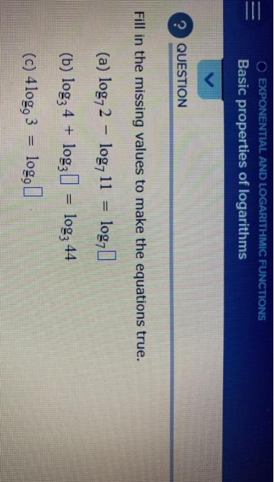 Solved = O EXPONENTIAL AND LOGARITHMIC FUNCTIONS Basic | Chegg.com