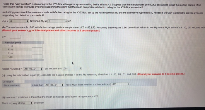 Solved Recall that very satisfied customers give the XYZ-Box | Chegg.com