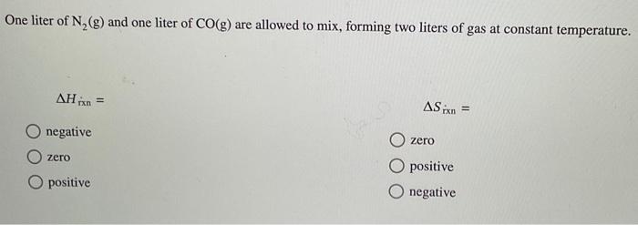 Solved r the given processes, determine if ΔHrxn and ΔSrxn | Chegg.com