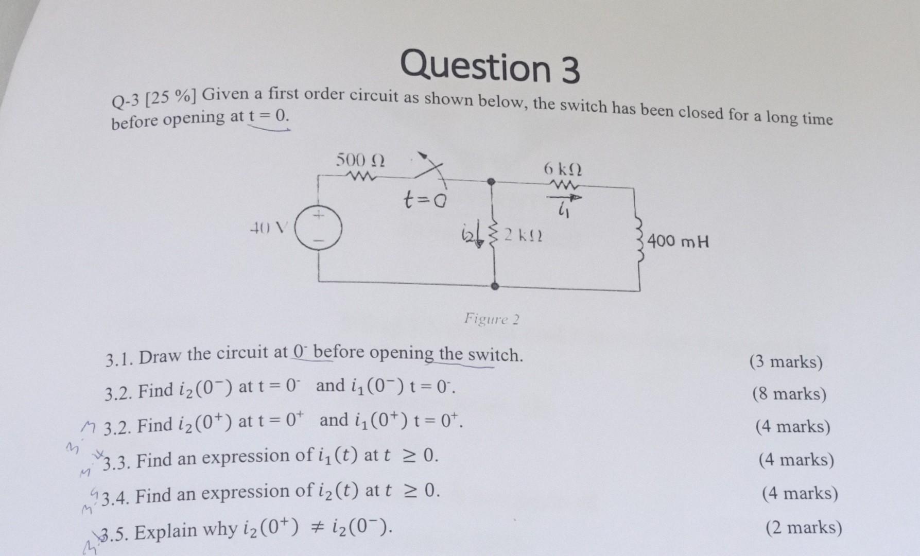 Solved 3. M Question 3 Q-3 [25 %] Given a first order | Chegg.com