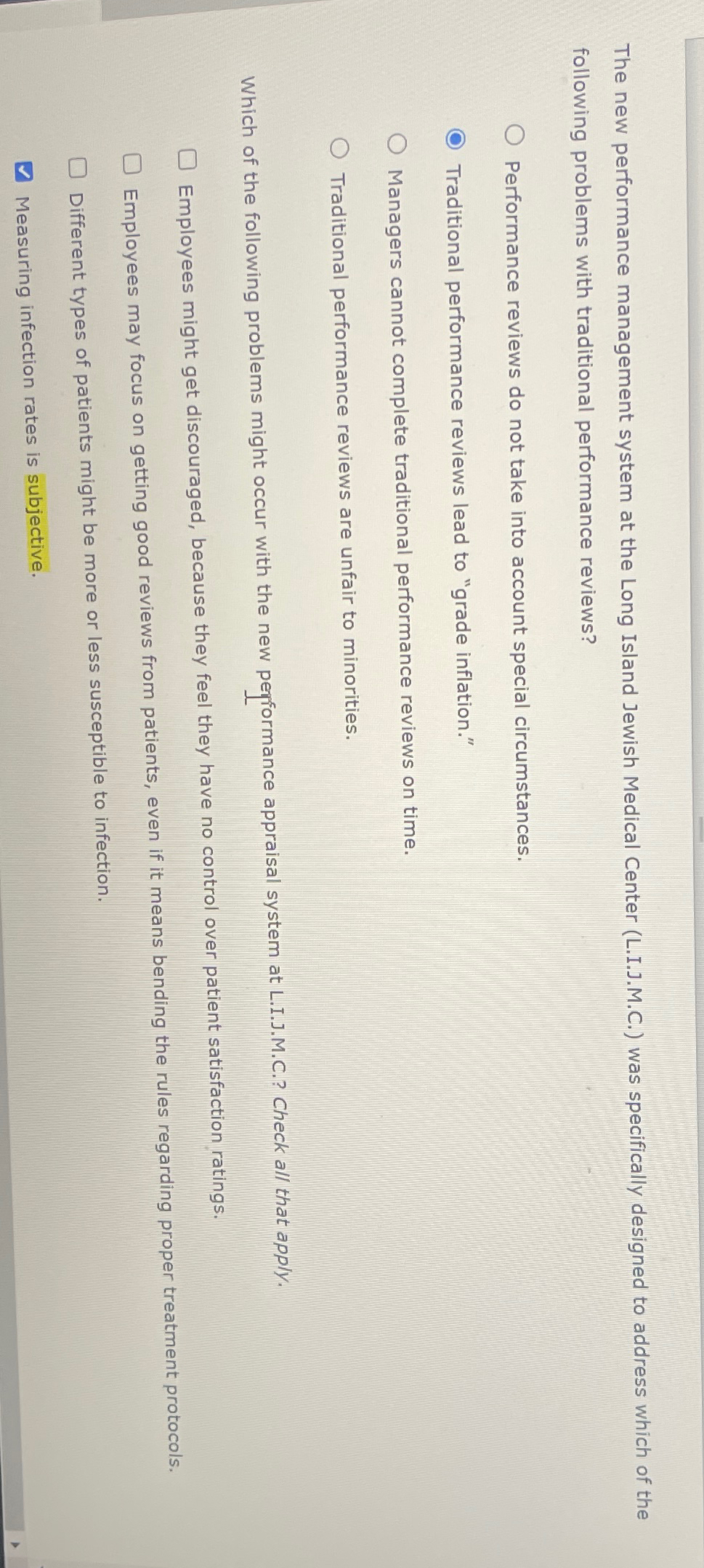 Solved The new performance management system at the Long | Chegg.com