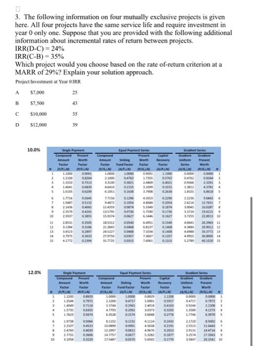 Solved 1. Consider the following investment alternatives | Chegg.com