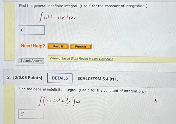 Solved Find the general indefinite integral. (Use C for the | Chegg.com