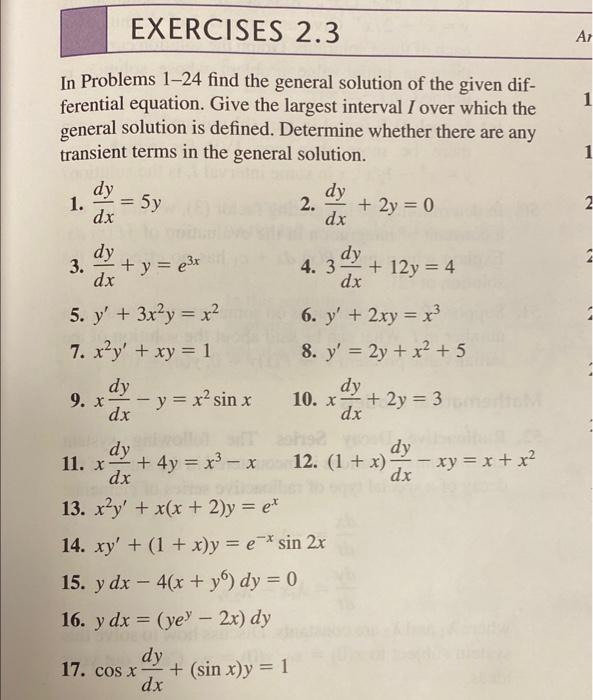 Solved EXERCISES 2.3 AI 1 1 2 In Problems 1-24 find the | Chegg.com