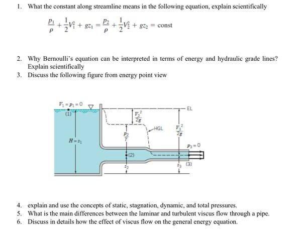 Solved 1. What the constant along streamline means in the | Chegg.com