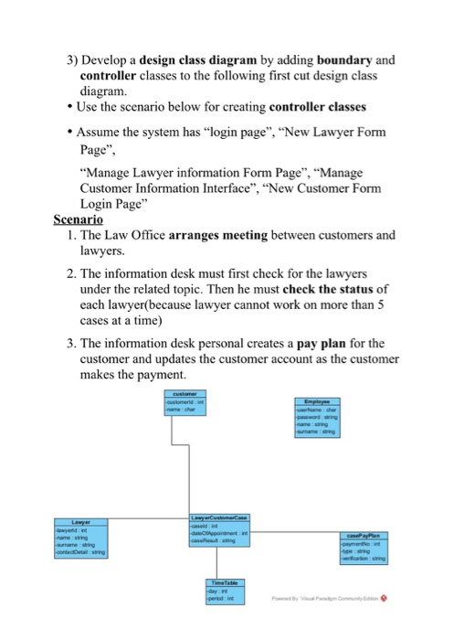 3) Develop a design class diagram by adding boundary | Chegg.com