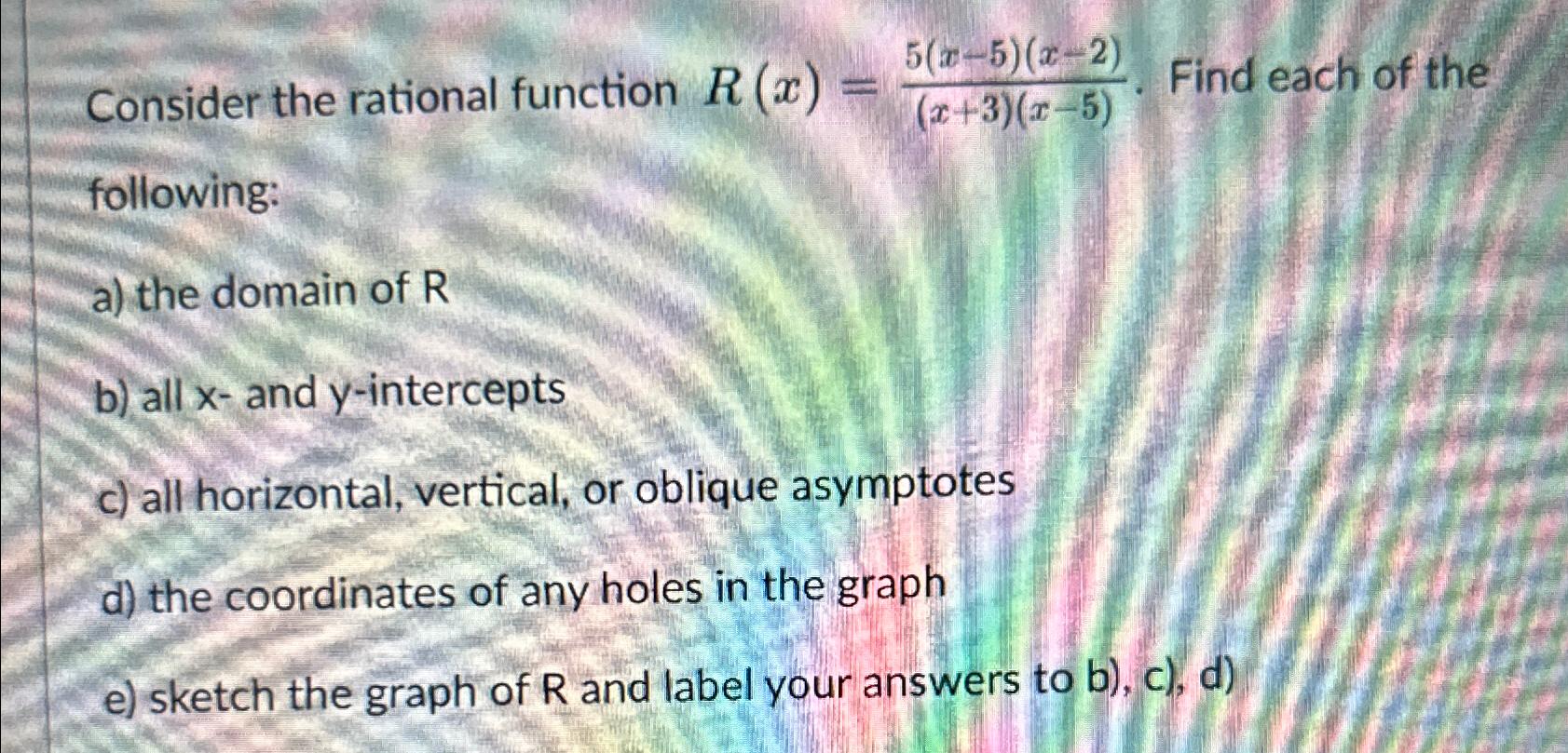 Solved Consider the rational function | Chegg.com