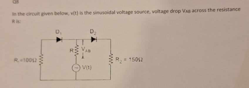 Solved In the circuit given below, v(t) ﻿is the sinusoidal | Chegg.com