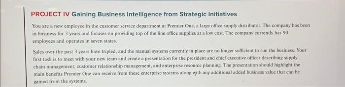 Solved PROJECT IV Gaining Business Intelligence from | Chegg.com
