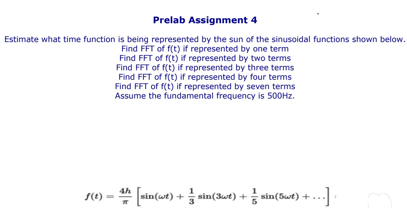 Solved Prelab Assignment 4estimate What Time Function Is 2487