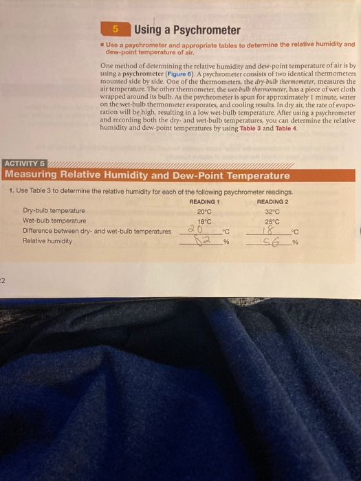 Solved Using a Psychrometer - Use a psychrometer and | Chegg.com