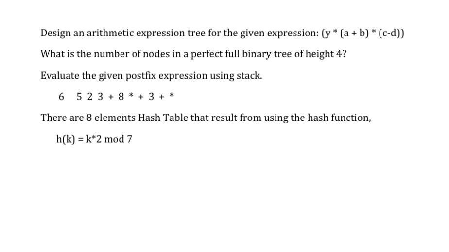 Design an arithmetic expression tree for the given | Chegg.com