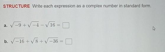 Solved STRUCTURE Write each expression as a complex number | Chegg.com