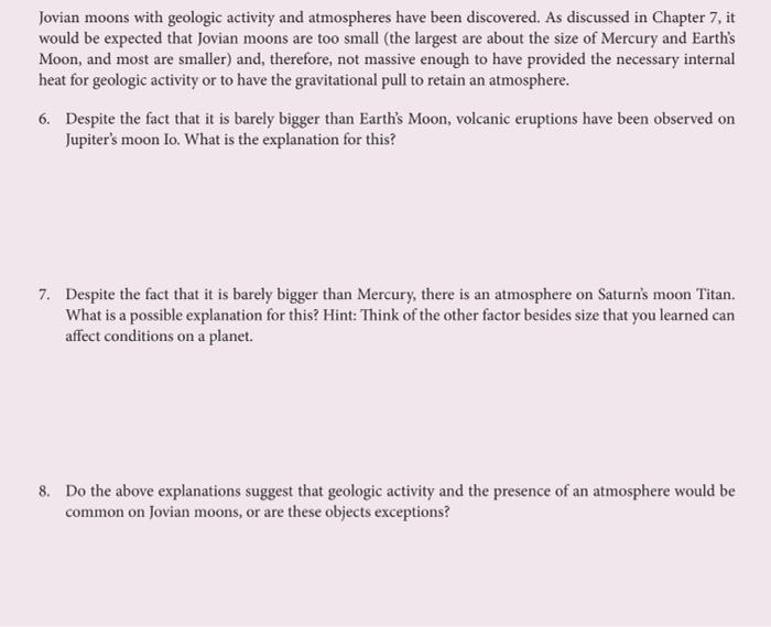 Solved Jovian Planets 1. Match each planet with its feature: | Chegg.com