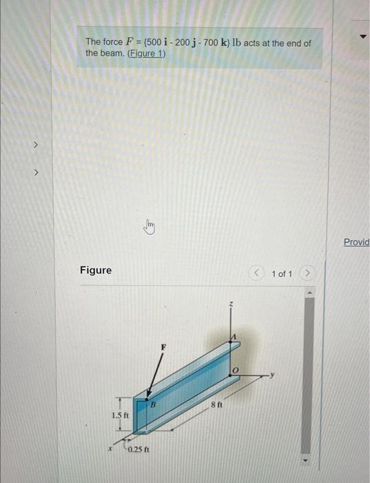 Solved The force F={500i−200j−700k} lb acts at the end of | Chegg.com