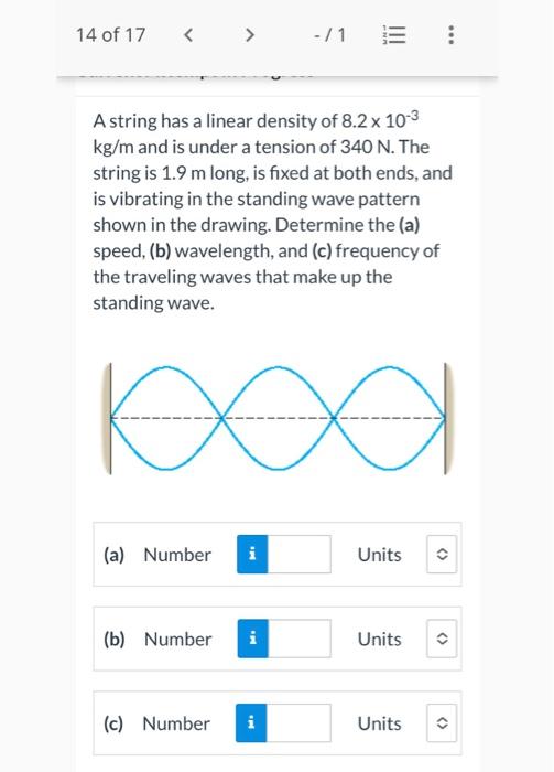 Solved A string has a linear density of 8.2×10−3 kg/m and is | Chegg.com