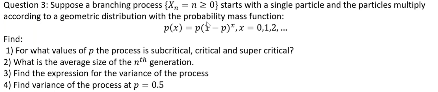 Solved Suppose a branching process {xn=n≥0} ﻿starts with a | Chegg.com