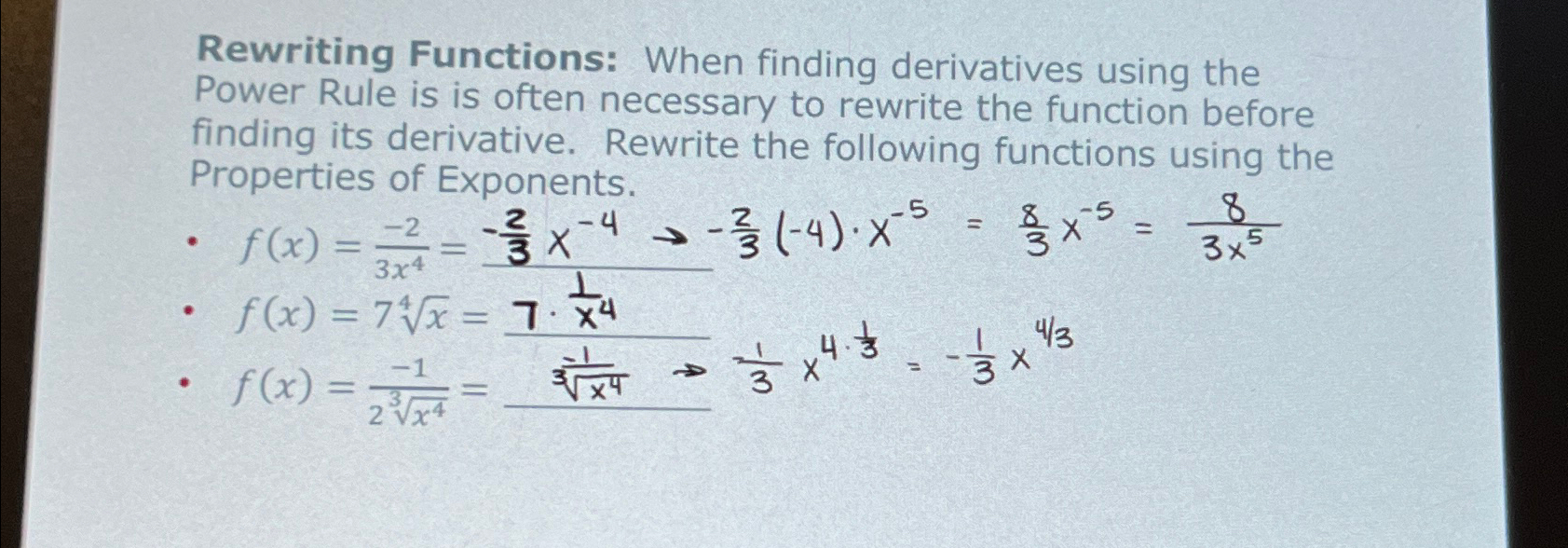 Solved Rewriting Functions When Finding Derivatives Using