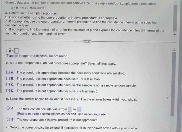 Solved Given below are the number of successes and sample | Chegg.com