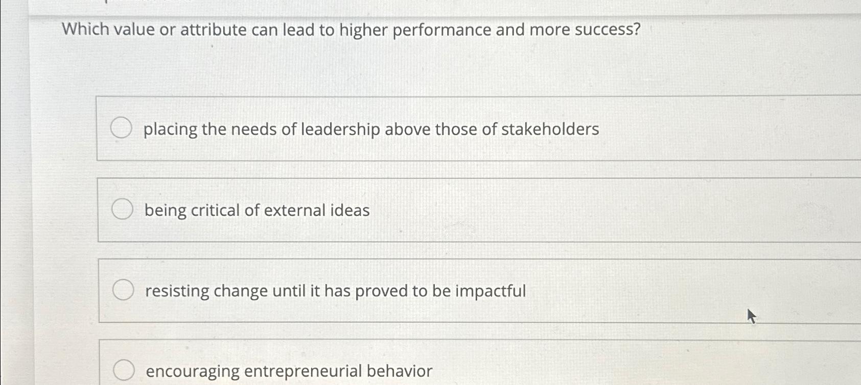Solved Which value or attribute can lead to higher | Chegg.com