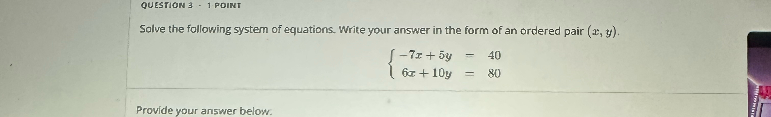 Solved QUESTION 3 - 1 ﻿POINTSolve the following system of | Chegg.com