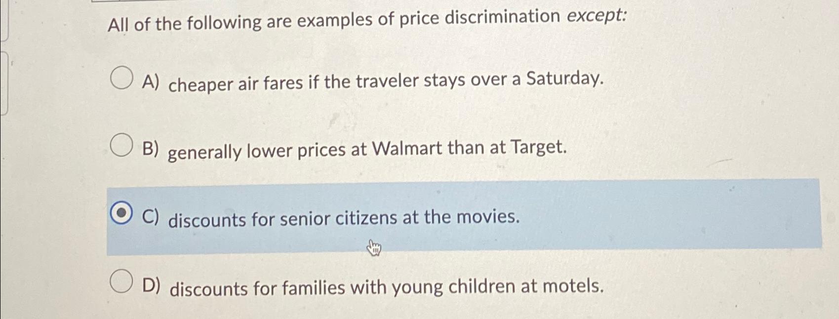 Solved All of the following are examples of price | Chegg.com