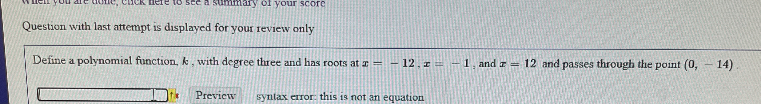 Solved Question with last attempt is displayed for your | Chegg.com