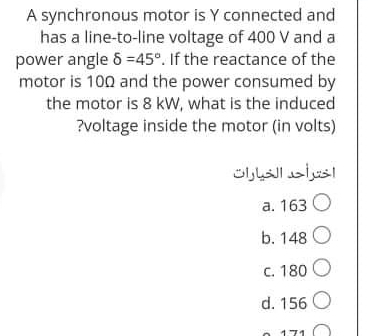 Solved A synchronous motor is Y ﻿connected and has a | Chegg.com