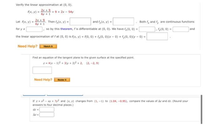 Solved Verify the linear approximation at (0,0). | Chegg.com