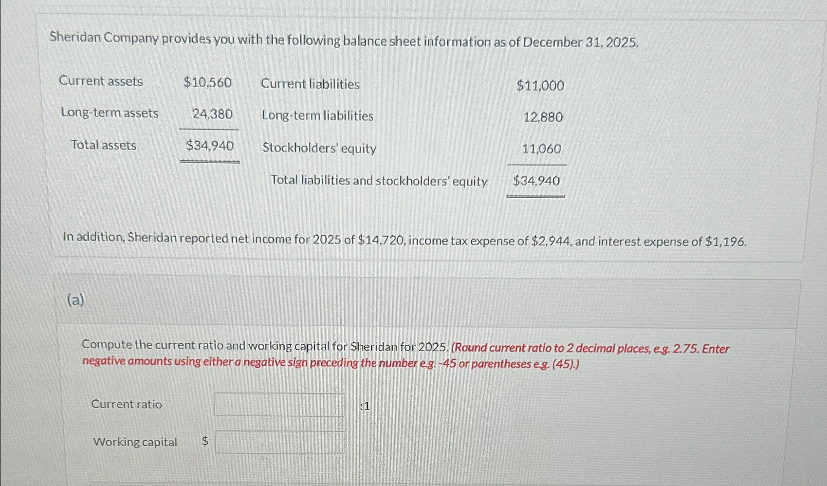 Solved Sheridan Company provides you with the following | Chegg.com
