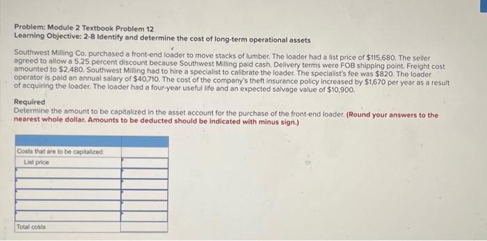 Solved Problem: Module 2 Textbook Problem 12 Learning | Chegg.com