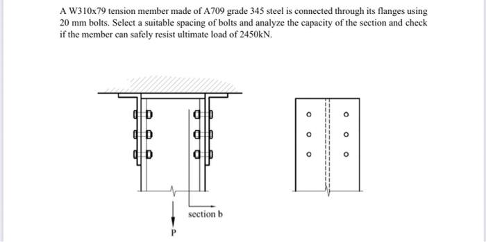 A W310x79 tension member made of A709 grade 345 steel | Chegg.com