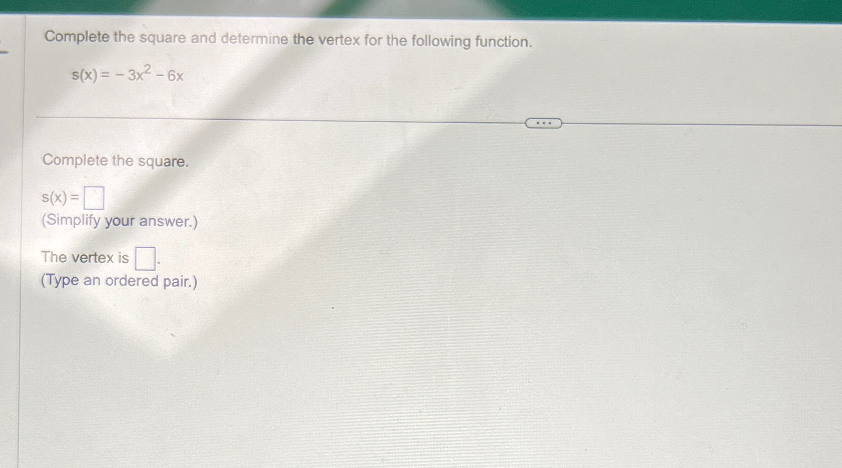Solved Complete the square and determine the vertex for the | Chegg.com