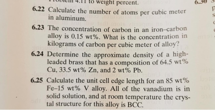 Solved 6.303 TTVENI 4.11 to weight percent. 6.22 Calculate | Chegg.com