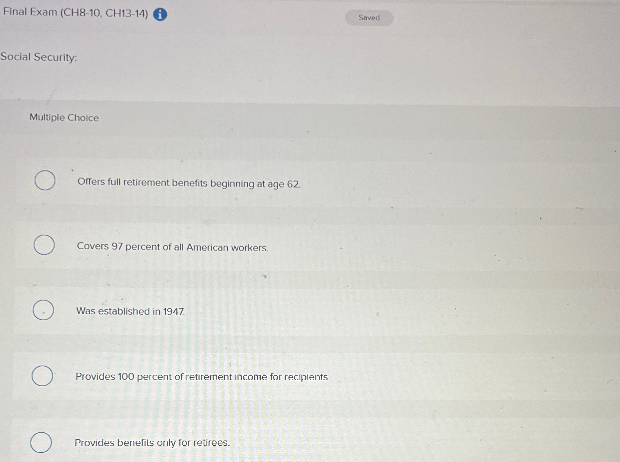 Solved Final Exam (CH8-10, ﻿CH13-14) ﻿iSocial | Chegg.com