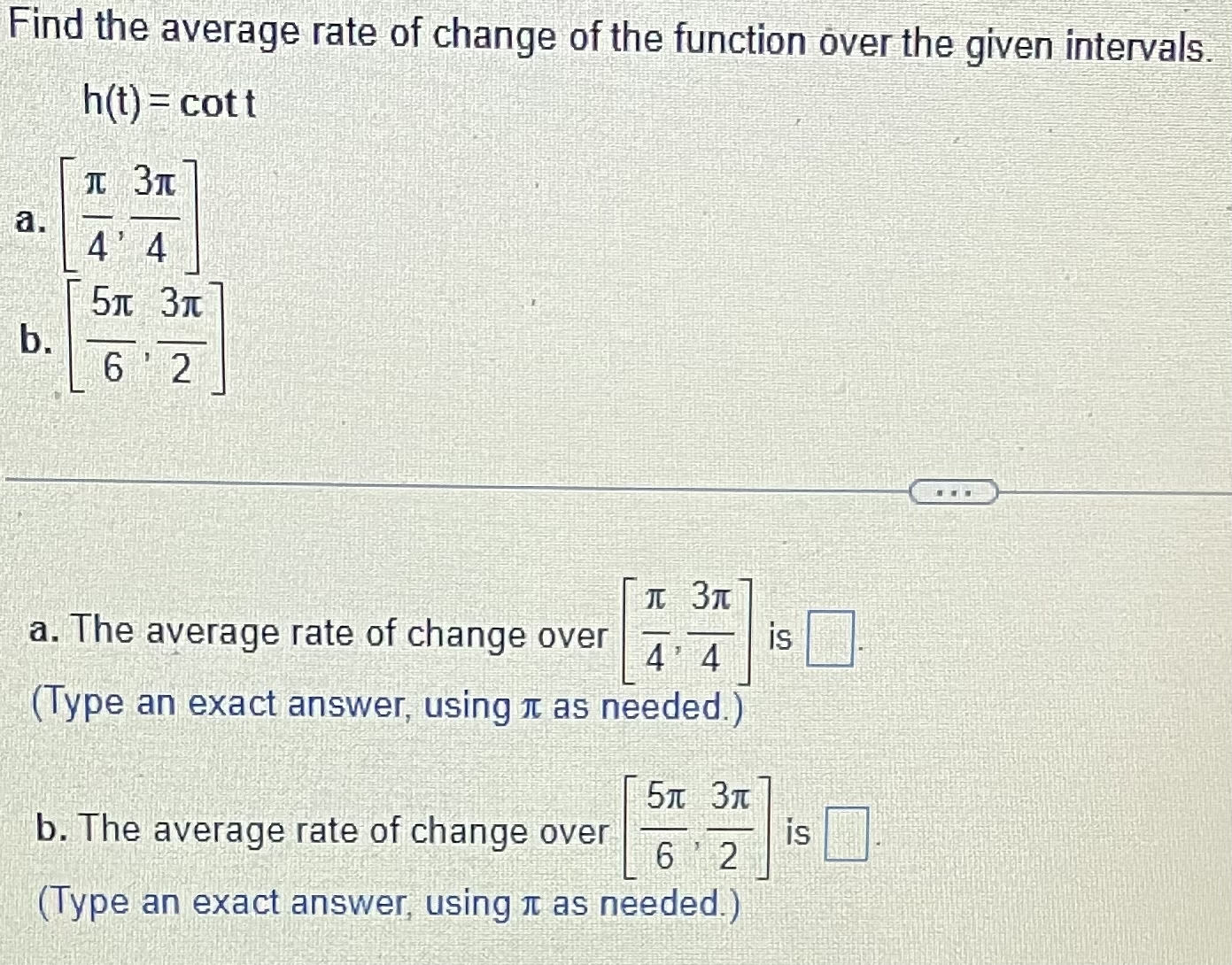 Find the average rate of change of the function over | Chegg.com