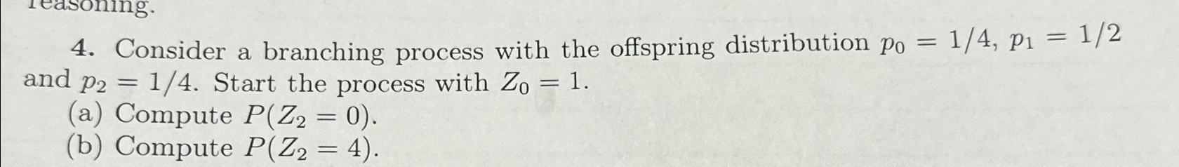 Solved Consider a branching process with the offspring | Chegg.com