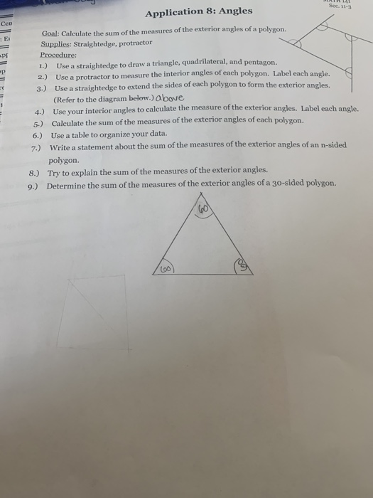 Solved Application 8: Angles Сер - - Goal: Calculate the sum | Chegg.com