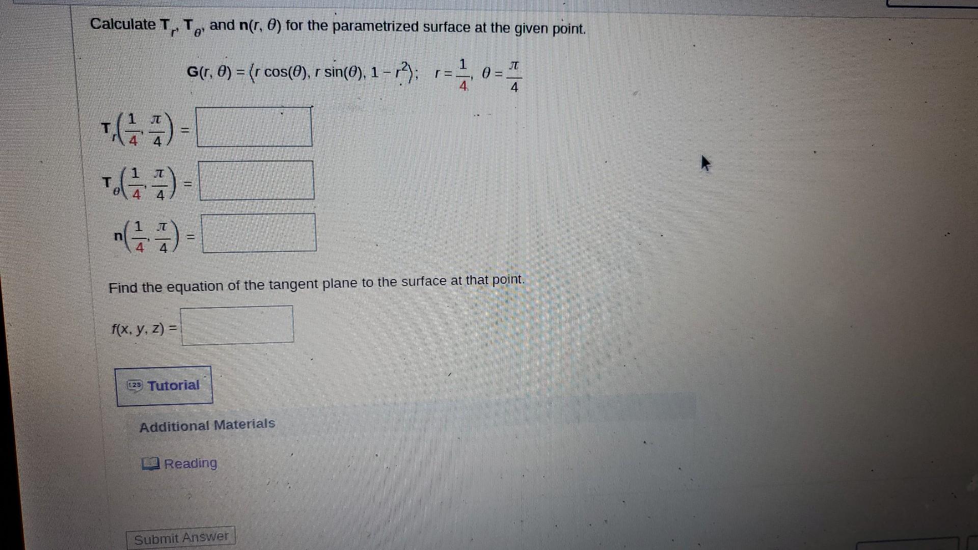 Solved Calculate Tr, Tθ, and n(r,θ) for the parametrized | Chegg.com