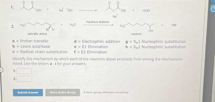 Solved 2. Aqueous acetone opticaly active racemc a= Proton | Chegg.com