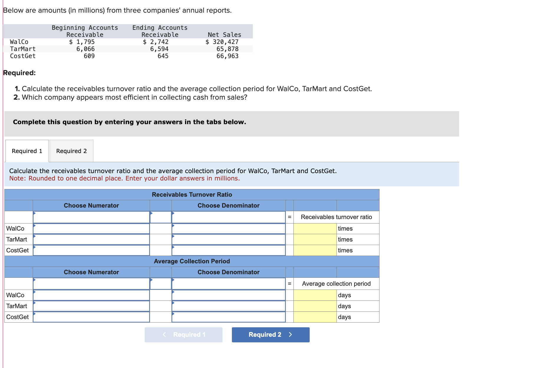 Solved for required 2 ﻿Which company appears most efficient | Chegg.com