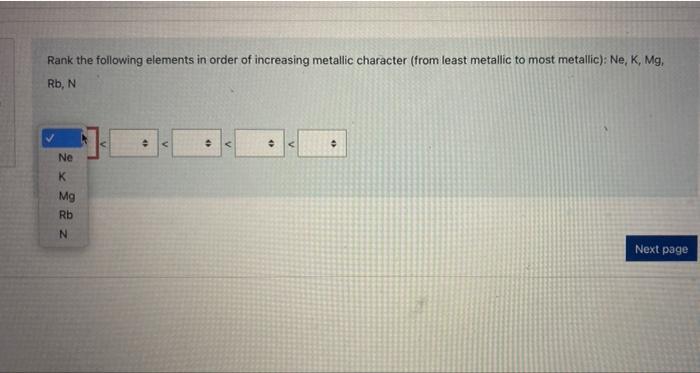 Solved Rank the following elements in order of increasing | Chegg.com
