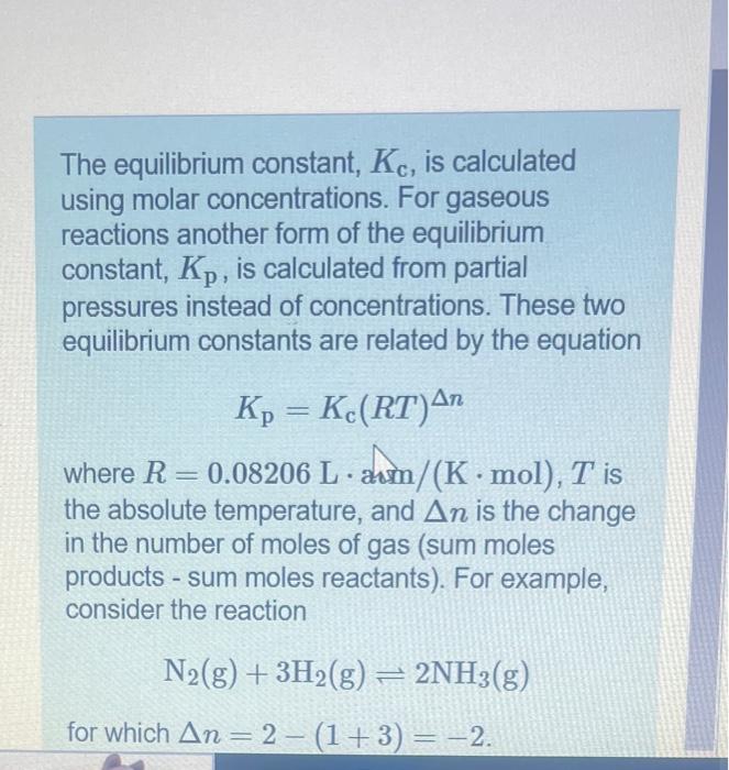 Solved The equilibrium constant, Kc, is calculated using | Chegg.com