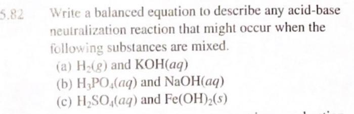Solved Write a balanced equation to describe any acid-base | Chegg.com