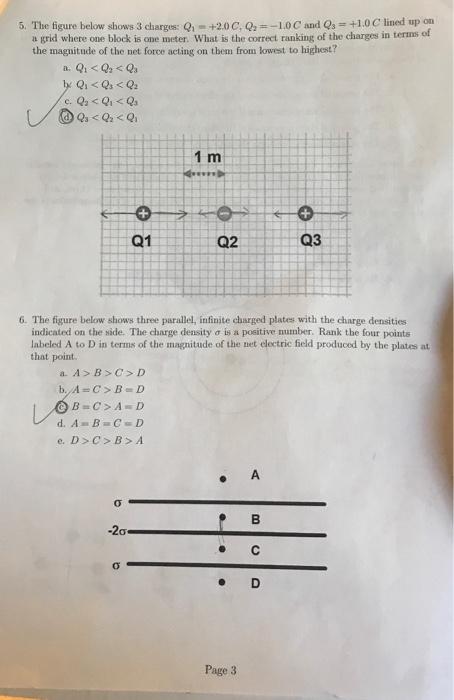 Solved 5. The figure below shows 3 charges Q1=+2.0C,Q2=−1.0C | Chegg.com