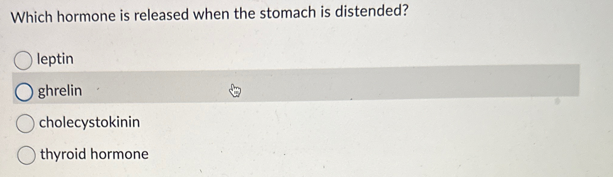 Solved Which hormone is released when the stomach is | Chegg.com