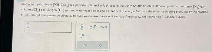 Ammonium perchiorate (NH4ClO4) is a powerful solid | Chegg.com