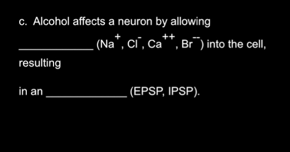 Solved c. ﻿Alcohol affects a neuron by | Chegg.com