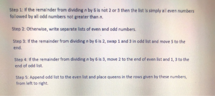 Use this algorithm when solving the n-queen problem. | Chegg.com